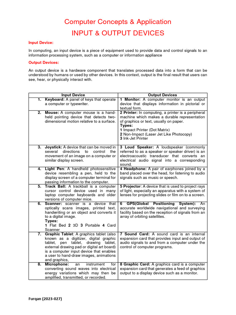 Input & Output Devices | PDF | Image Scanner | Barcode