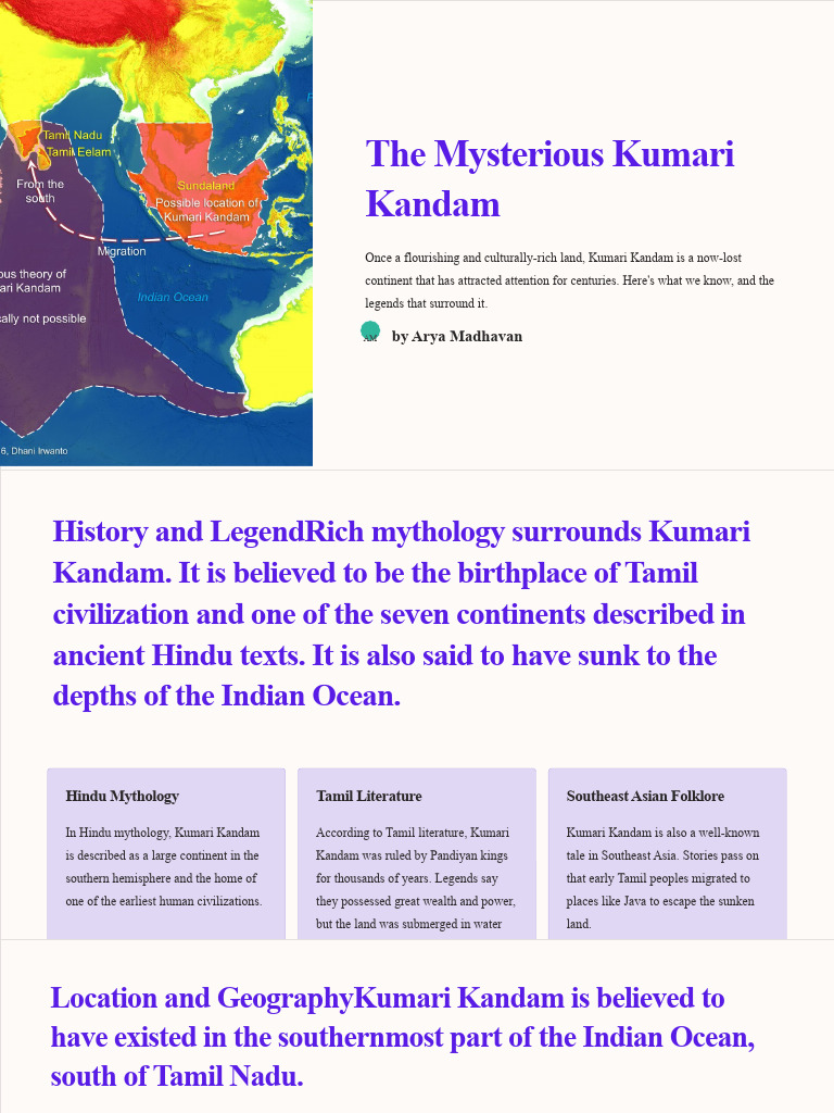 The Mysterious Kumari Kandam | PDF | History