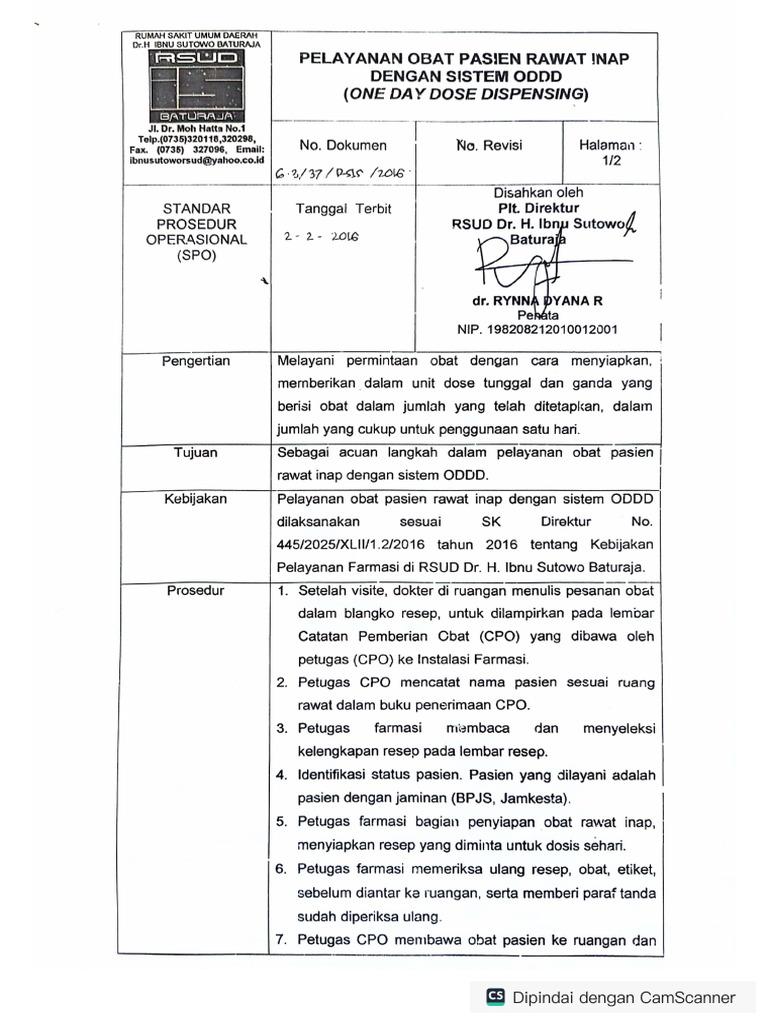 Pelayanan Obat Pasien Rawat Inap Dengan Sistem OODD | PDF