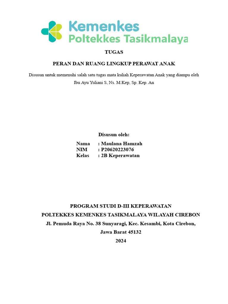 Tugas Kep Anak Peran & Ruang Lingkup | PDF