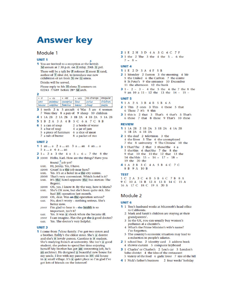 Mygrammarlab B1-B2 Answer Key | PDF