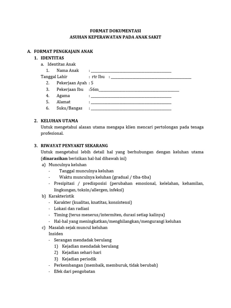 Anak_Format Dokumentasi Kep. Anak | PDF