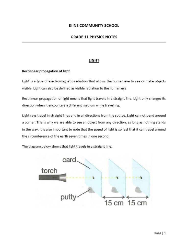 Physics Notes on Light | Download Free PDF | Eclipse | Shadow