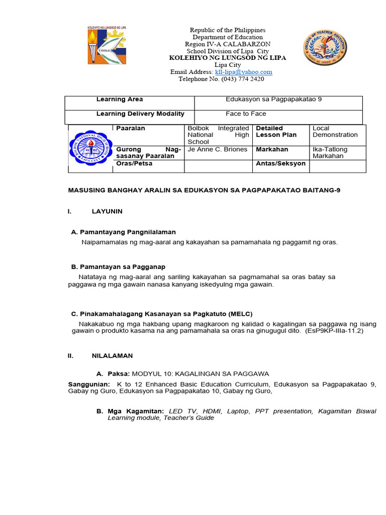 Modyul 10: Kagalingan Sa Paggawa | PDF