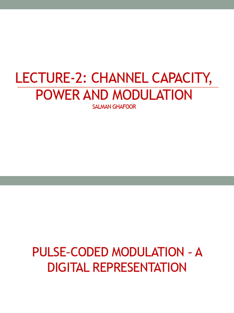 Lecture-2 Channel Capacity and Modulation | PDF | Modulation | Signal ...