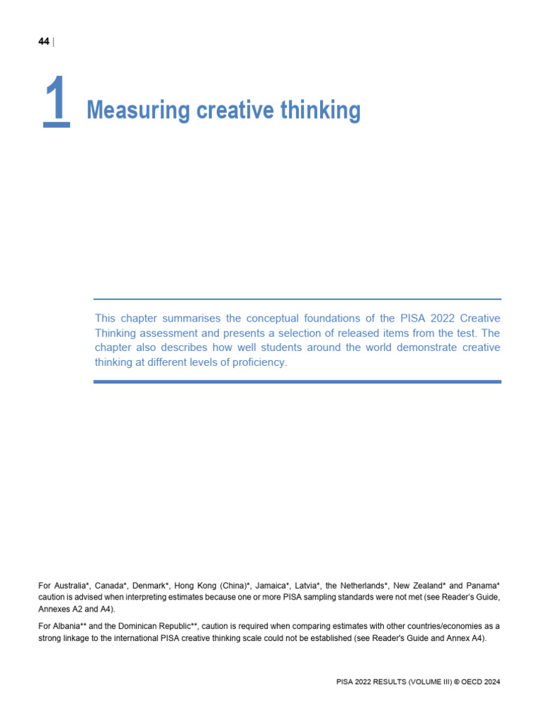 PISA 2022: Creative Thinking Insights | PDF | Creativity | Programme ...