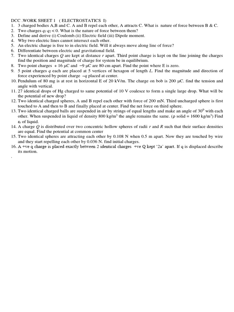 ELECTROSTATICS | PDF | Physical Sciences | Applied And Interdisciplinary Physics