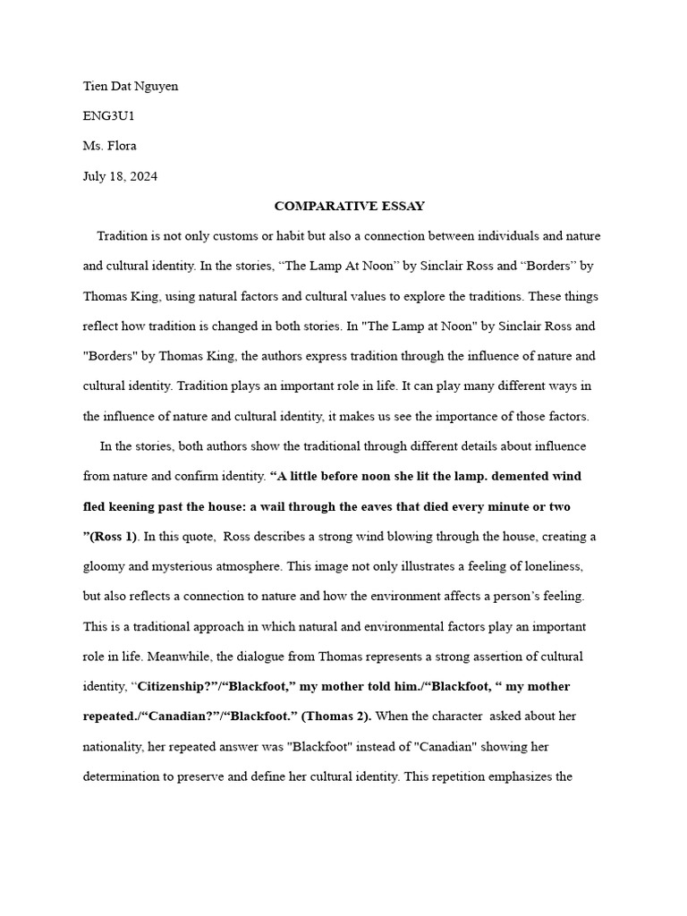 Short Story Comparative Essay - FINAL SUBMISSION Tien Dat Nguyen | PDF | Nature | Liberal Arts ...