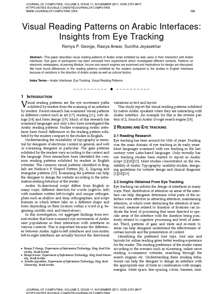 Arabic Eye Tracking: Visual Reading Patterns | PDF | Websites ...