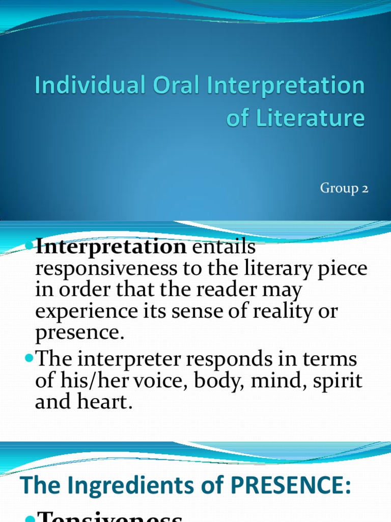 Individual Oral Interpretation of Literature | PDF | Lyric Poetry | Poetry