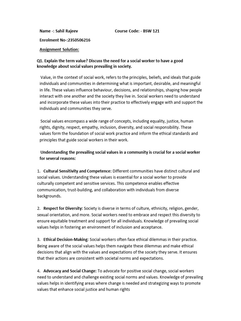 BSW 121 Assignment - Solution - July 2023 Session | PDF | Social Work ...