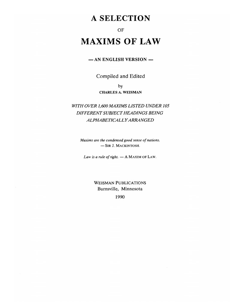 Key Legal Maxims by Charles Weisman | PDF | Common Law | Justice
