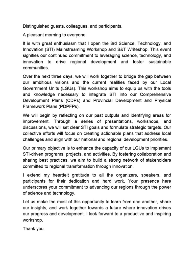 Opening Message | PDF