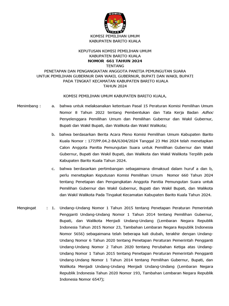 SK Penetapan PPS Pada Pilkada 2024-1 | PDF