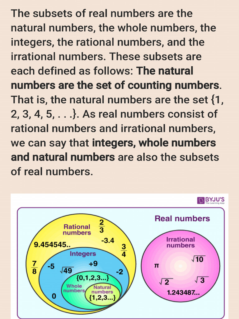 Real Numbers And Their Subsets - 240706 - 181238 | Pdf