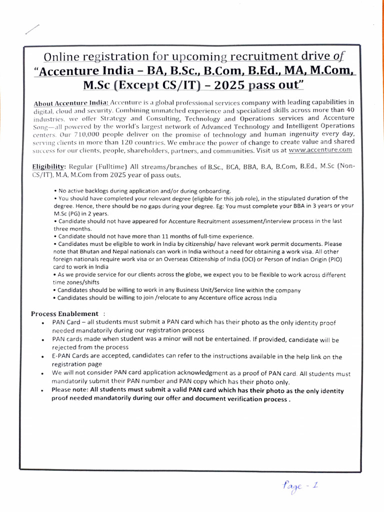 Notice For Accenture India Online Registration | PDF | Computing