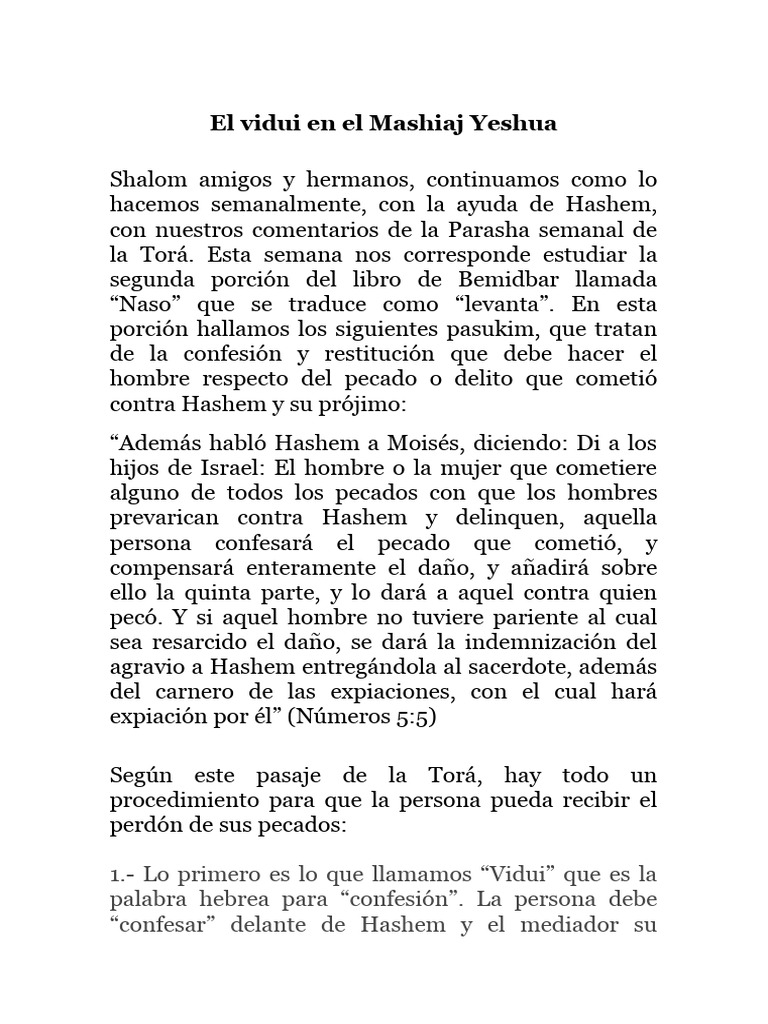 El Vidui en El Mashiaj Yeshua | PDF | Cristo (título) | Pecado