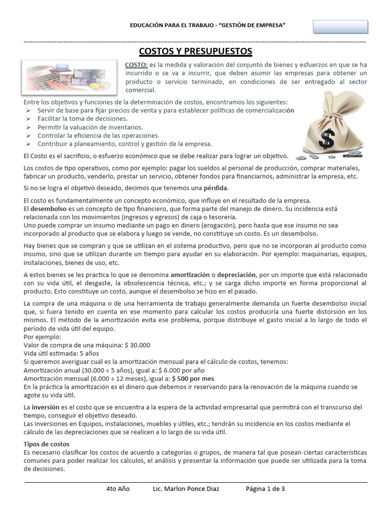 Tema04 - 4toCOSTOSY PRESUPUESTOS | PDF | Presupuesto | Business