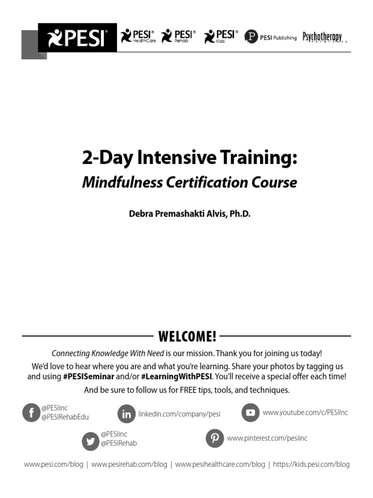 Manual 2day Intensive Training Mindfulness Certification Course | PDF | Mindfulness | Psychotherapy
