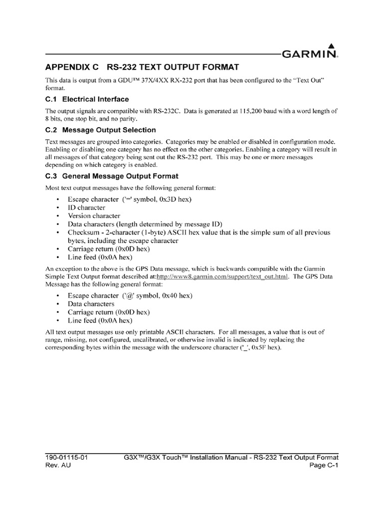 Appendix CRS-232 Text Output Format | PDF | Computers | Technology & Engineering