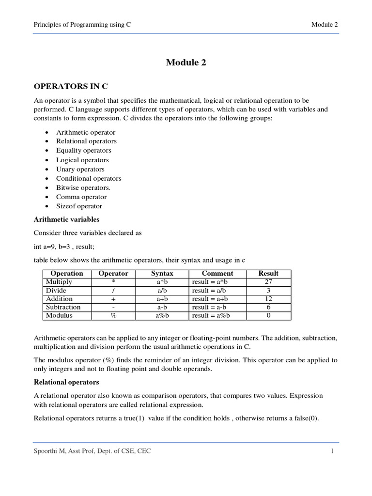 Module 2 POP notes | PDF | Control Flow | Mathematical Logic