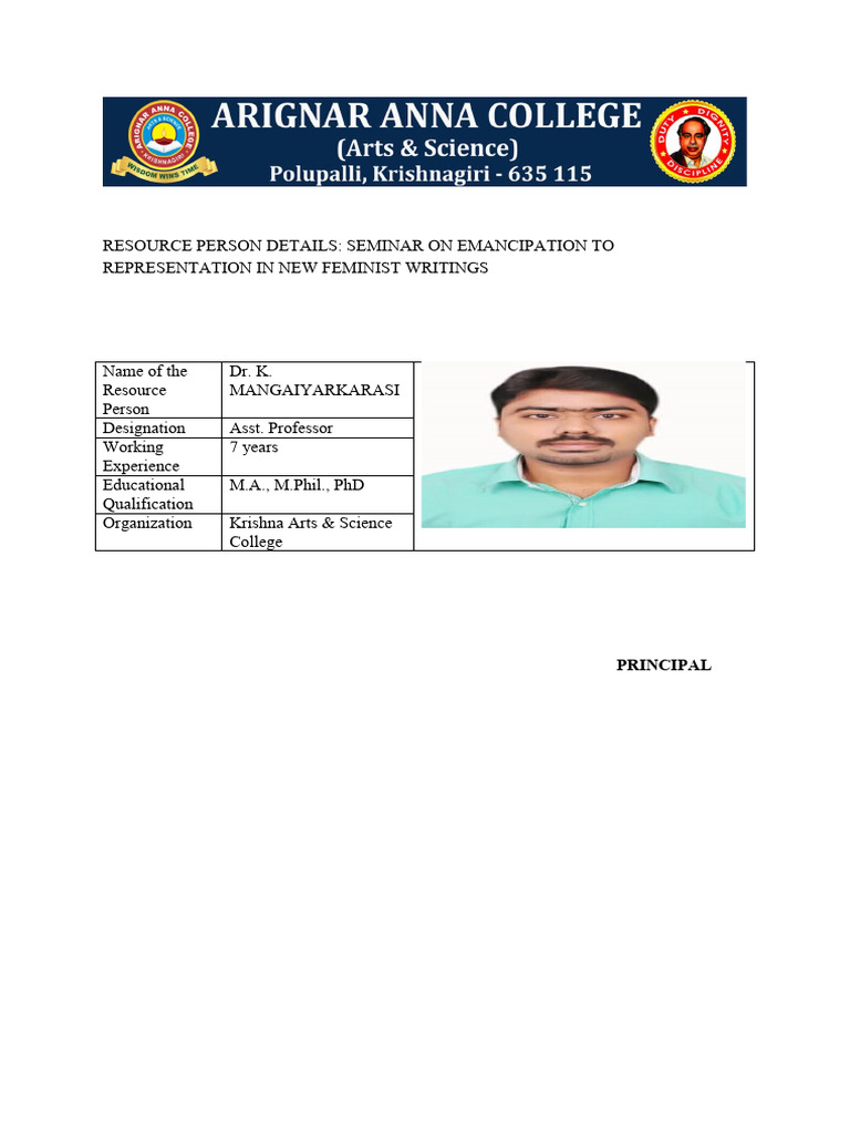 Balaji Resource Person Details 2021 | PDF