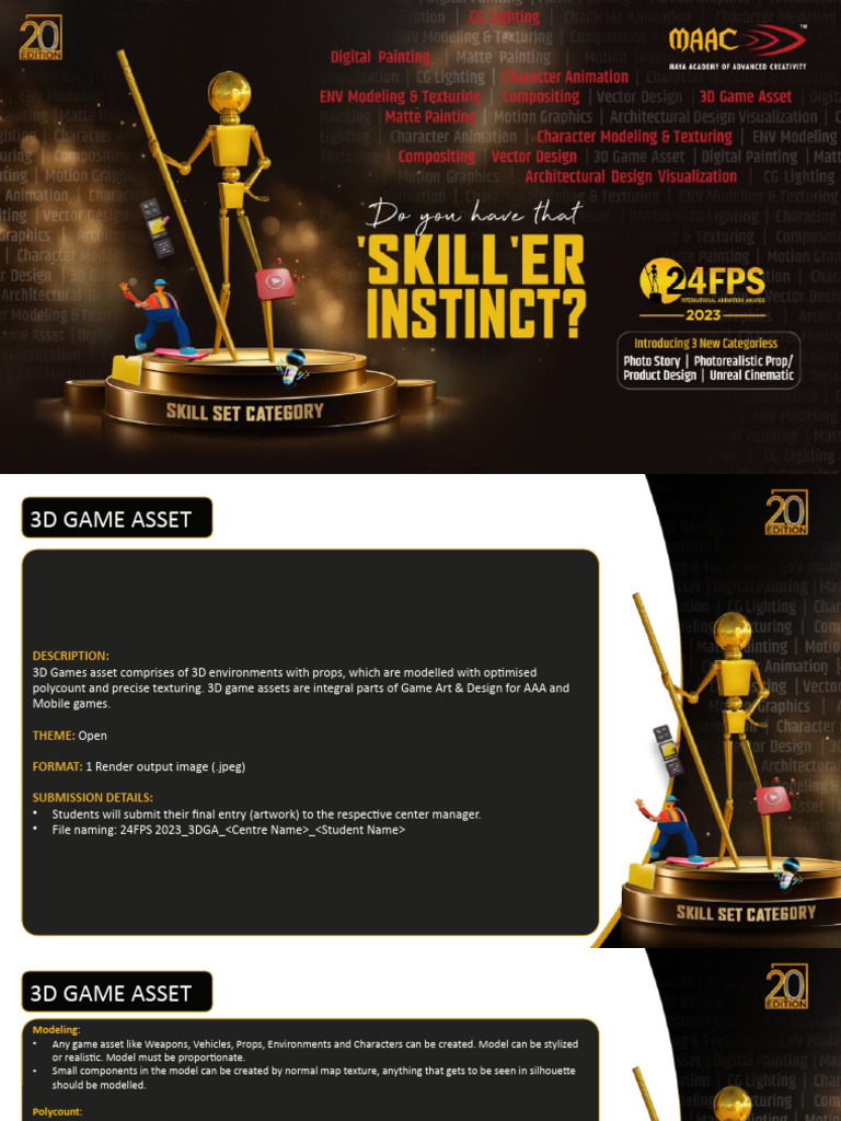 24FPS 2023_Skill Set Category Guidelines - 3D Game Asset | Download Free PDF | 3 D Computer ...