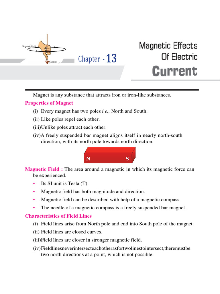Ch-12 Magnetic Effects of Electric Current Revision | PDF | Magnetic Field | Magnet