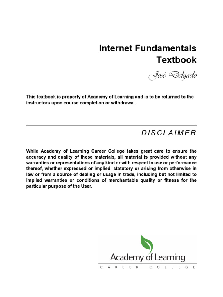 Internet Fundamentals Textbook Pdf Internet World Wide Web 