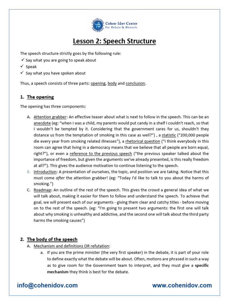 Speech Structure Guide: Key Components | PDF | Argument | Veganism