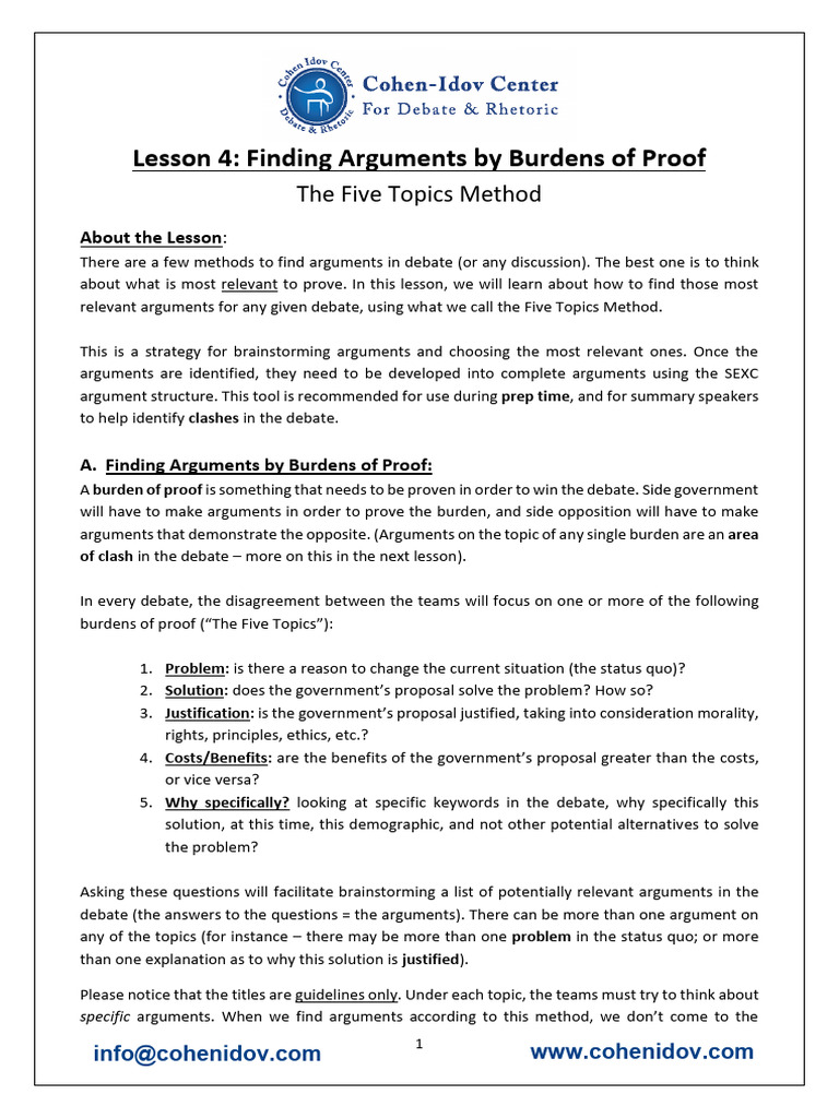 Lesson 4 Finding Arguments Pdf Argument