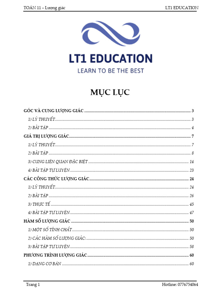 LT1.C1.LƯỢNG GIÁC Đã Gộp | PDF