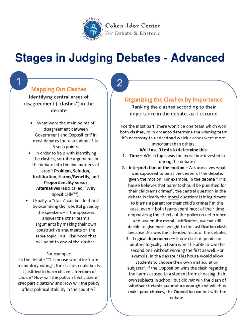 Stages For Judging Debates - Advanced | PDF | Argument | Reason