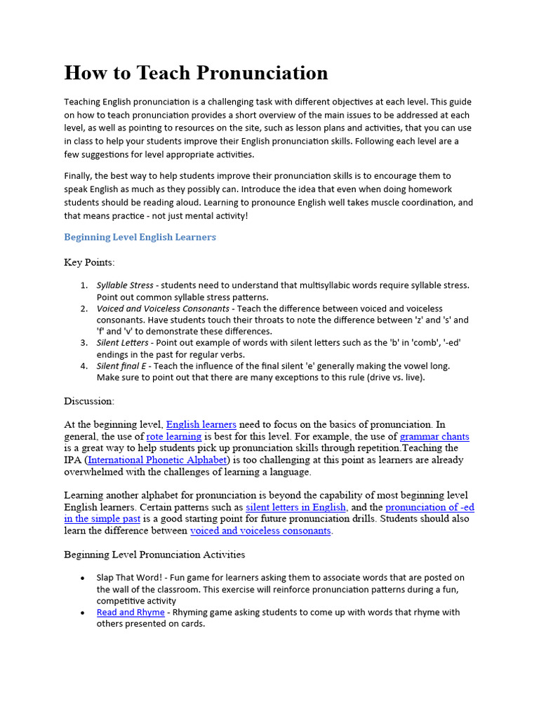 English - How To Teach Pronunciation | PDF | English Language | Stress ...