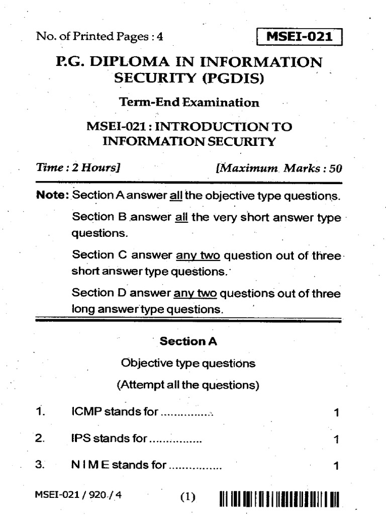 Msei21 Pyq | PDF | Security | Computer Security