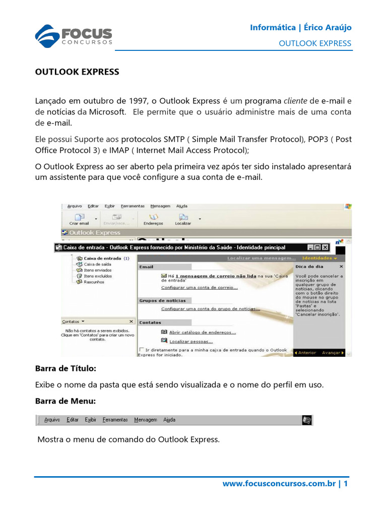 Correio Eletrônico - Outlook Express | PDF | Internet | Programas