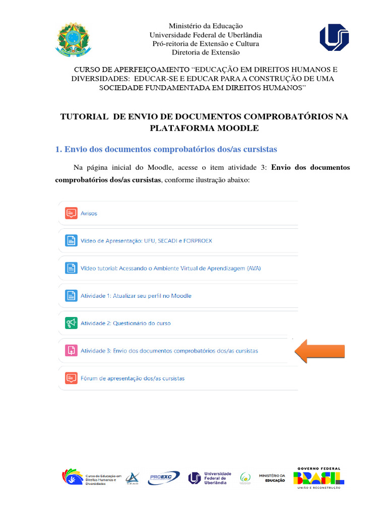 04 - Tutorial Atividade 3 - Envio Dos Documentos Comprobatórios Dos ...