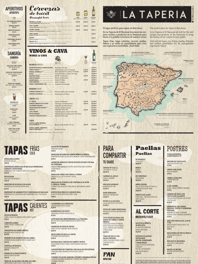 Carta La Taperia ES en Mai24 Web UA-mai24 | PDF | Cocina española | Alimentos