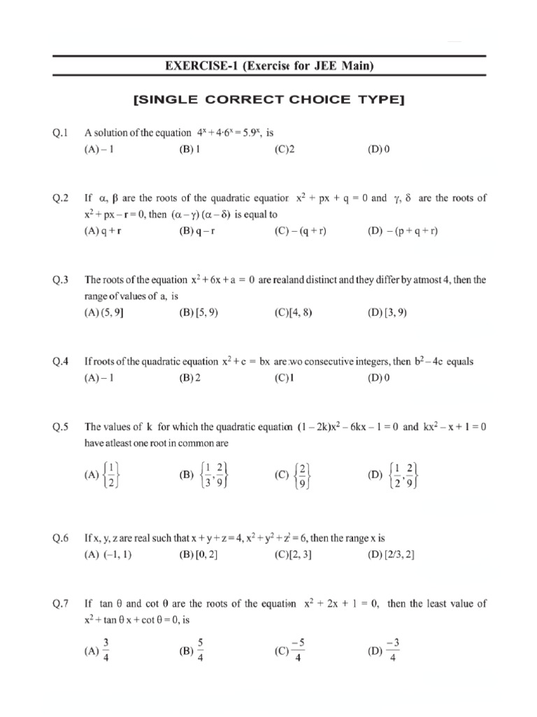 CPP Mains Advanced XiQuadratic Equation | PDF
