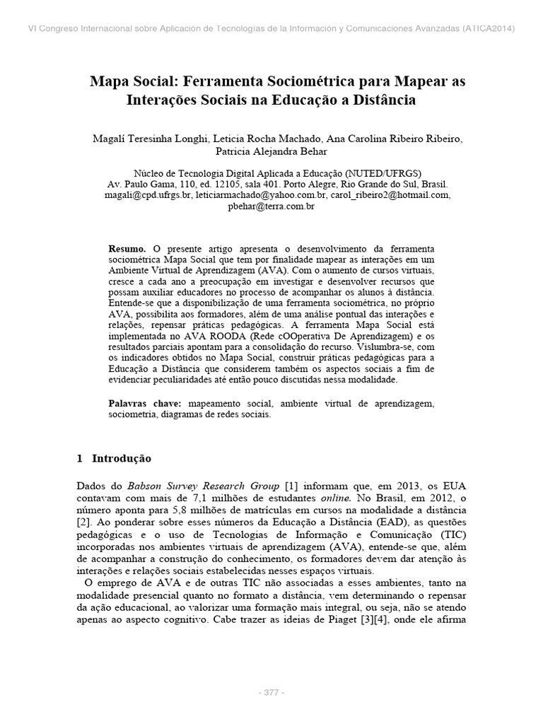 Mapa Social - Ferramenta Sociométrica (2) (1) | Download grátis PDF | Sociologia | Tecnologia da ...