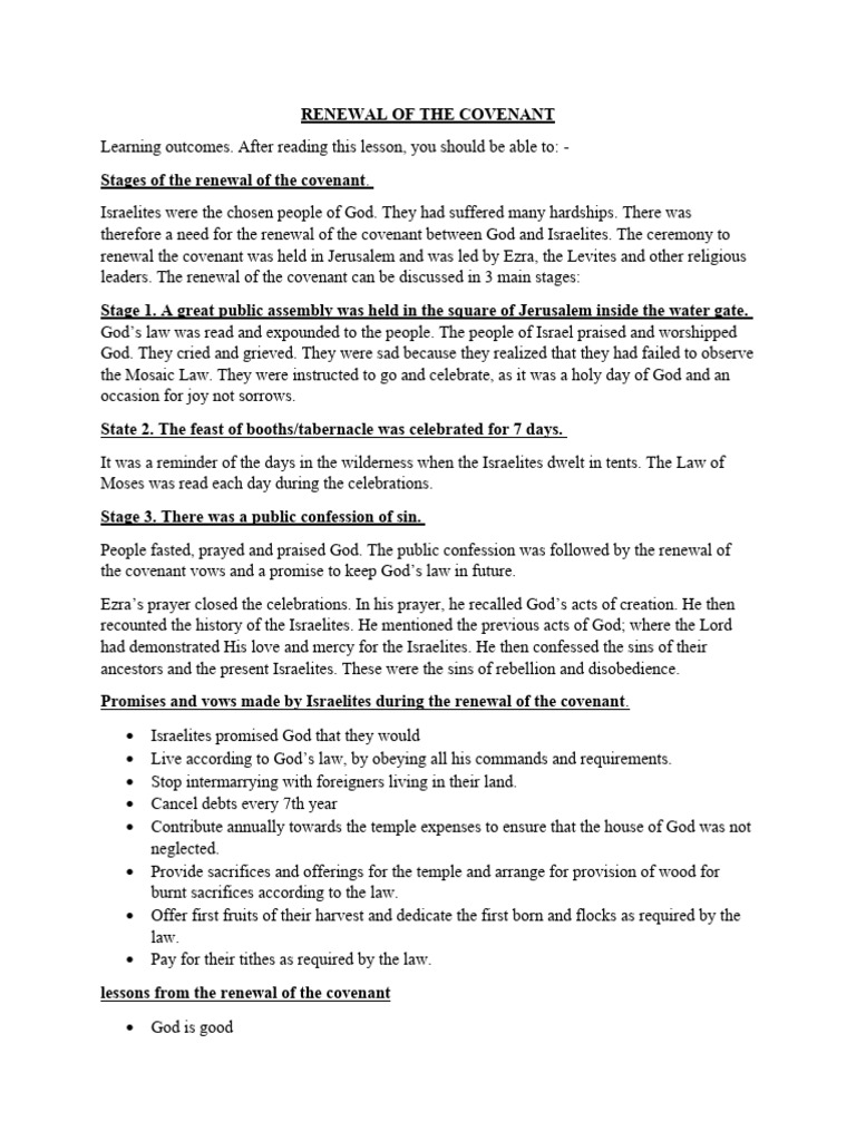 RENEWAL OF THE COVENANT | Download Free PDF | Jesus | Temple In Jerusalem