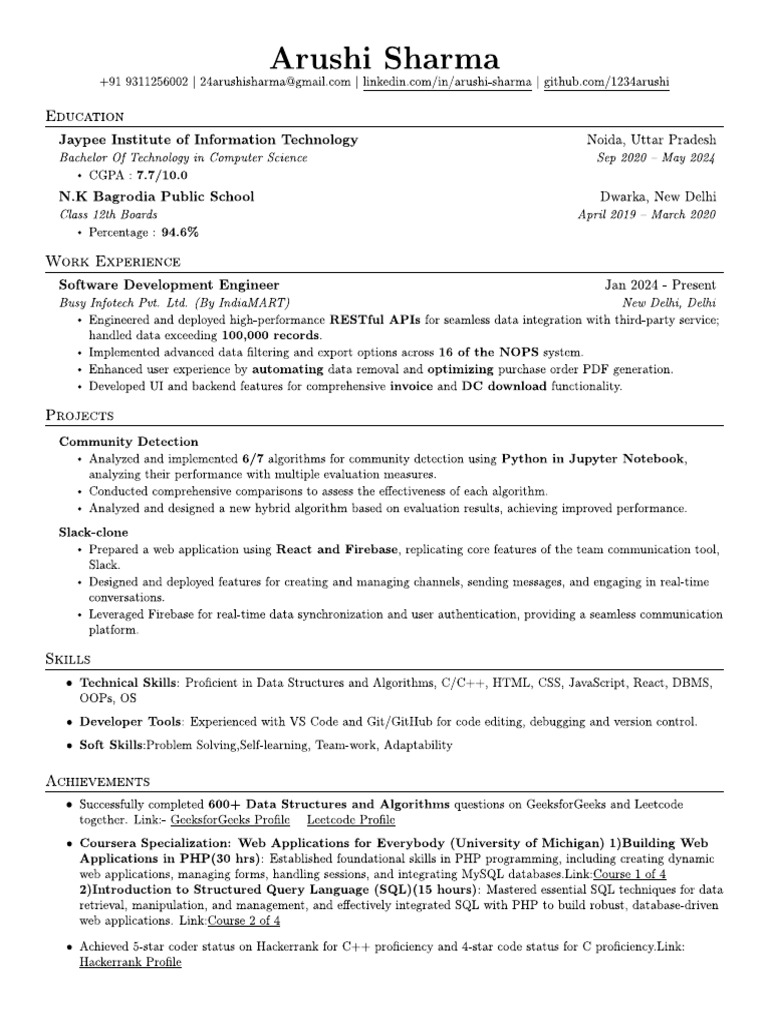 Arushi Resume | PDF