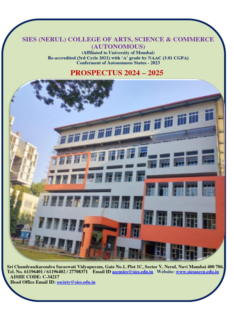 SIES Nerul College Prospectus 2024-2025 | PDF | College | Postgraduate ...
