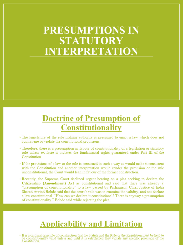 Ios Presumptions | PDF | Statutory Interpretation | Common Law