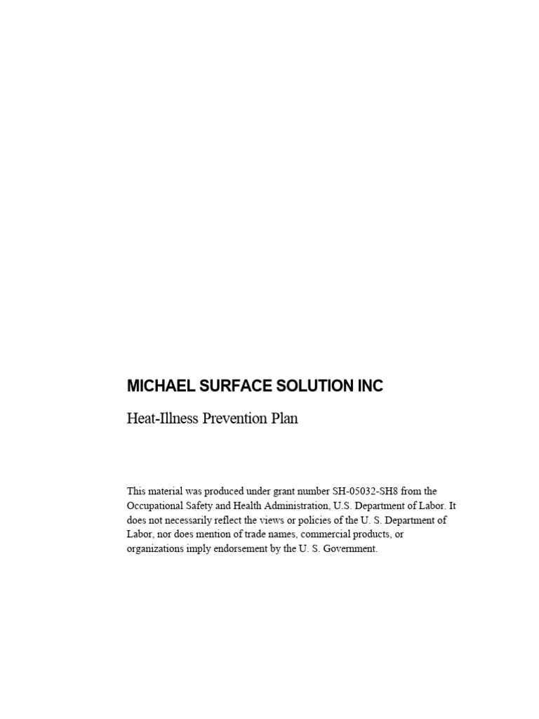 Model Heat Illness Prevention Plan | PDF | Hyperthermia | Thermoregulation