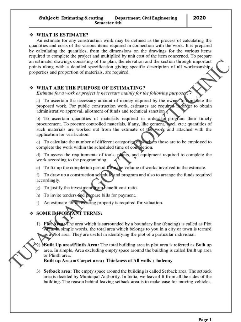 Estimation | PDF | Length | Concrete