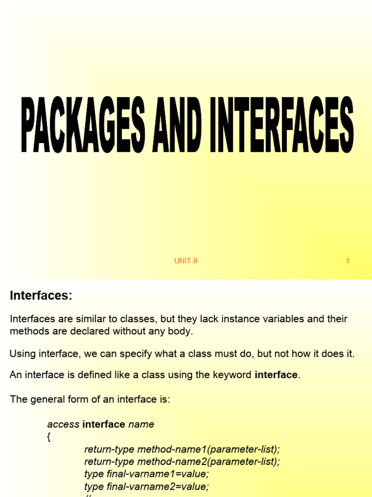 Unit-II PKG Interface | PDF | Class (Computer Programming) | Method (Computer Programming)