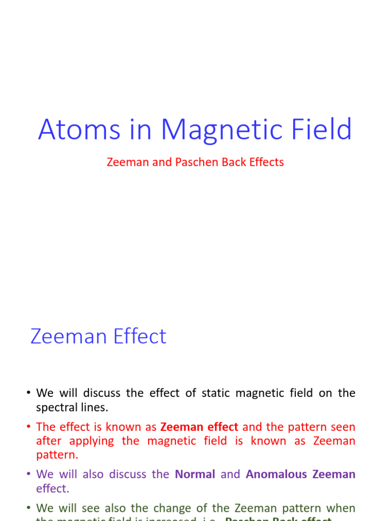Lecture 5-Zeeman - Effect | PDF | Condensed Matter Physics | Applied ...