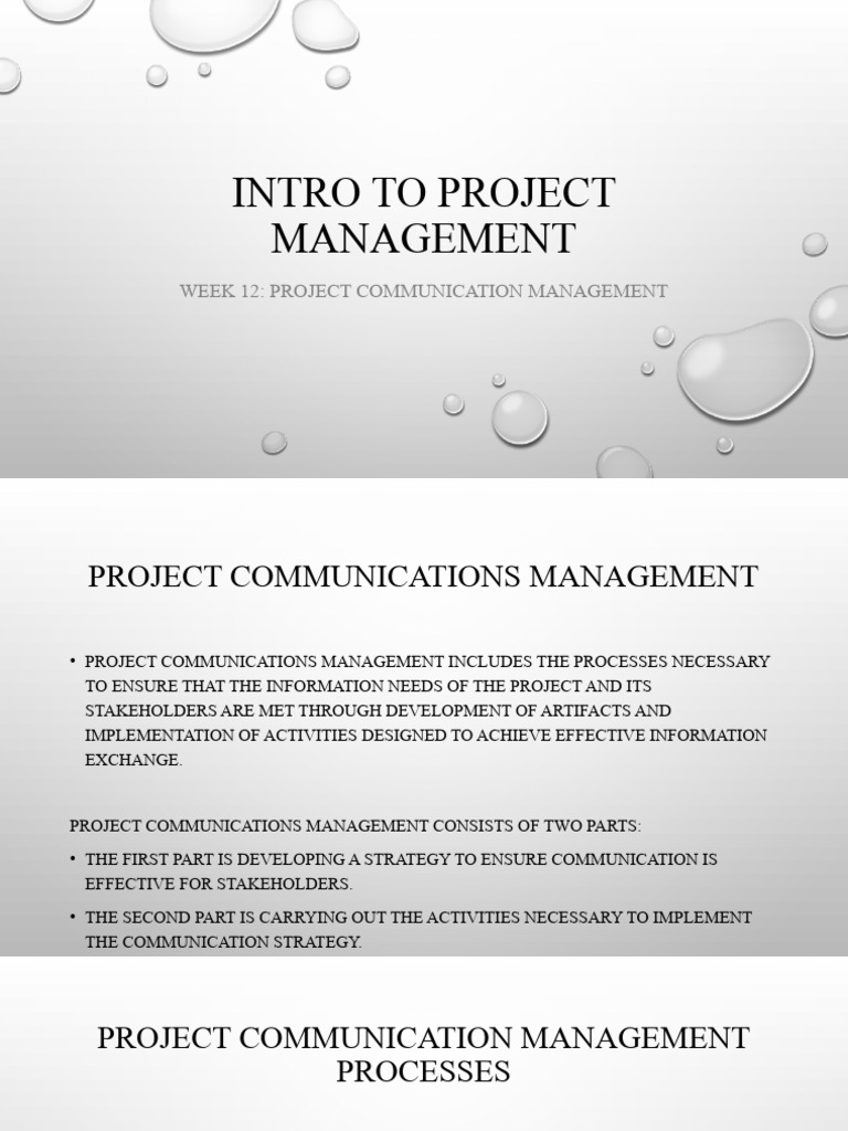 Week 12 - Intro To PM - Project Communication Management | PDF ...