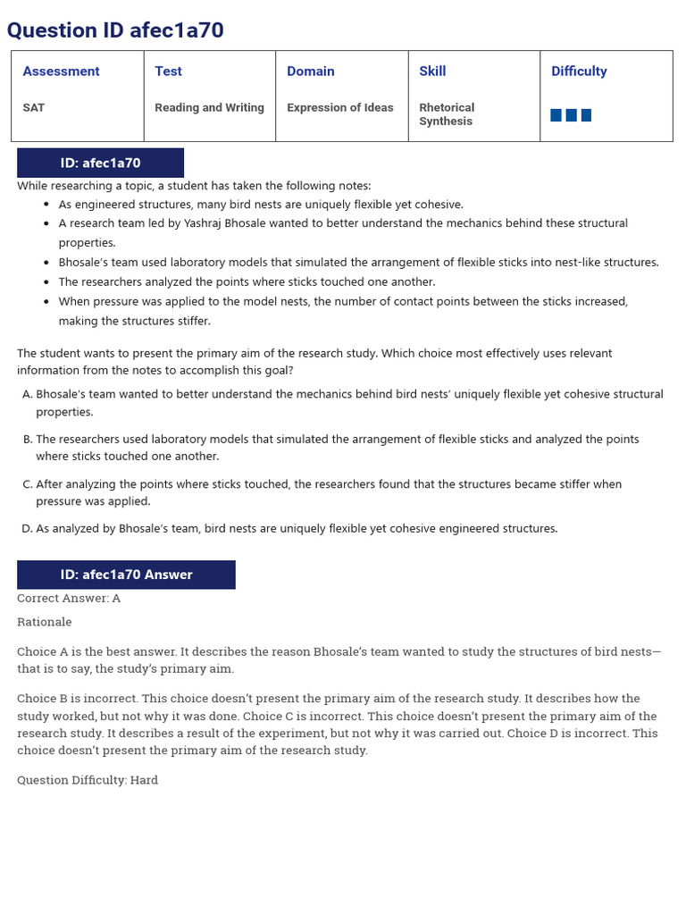 DSAT ERBW Expression of Ideas Question Bank | PDF | Catalysis | Sat